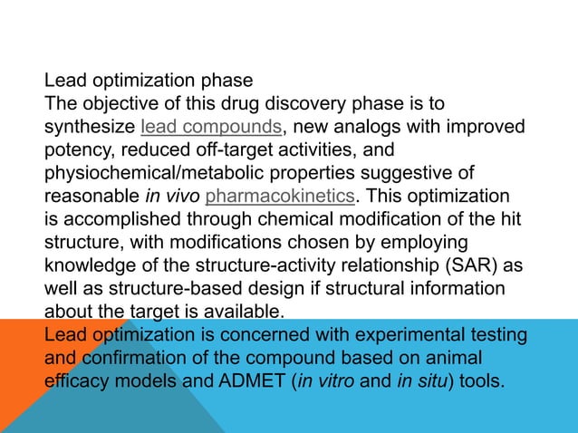 Drug discovery hit to lead | PPTX | Chemistry | Science