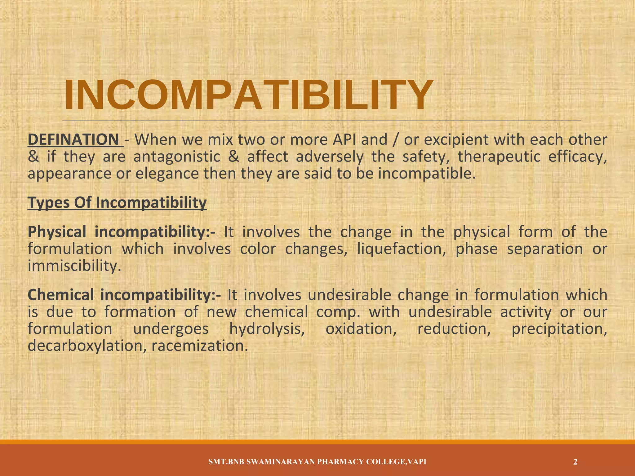 Drug excipient compatibility | PPT