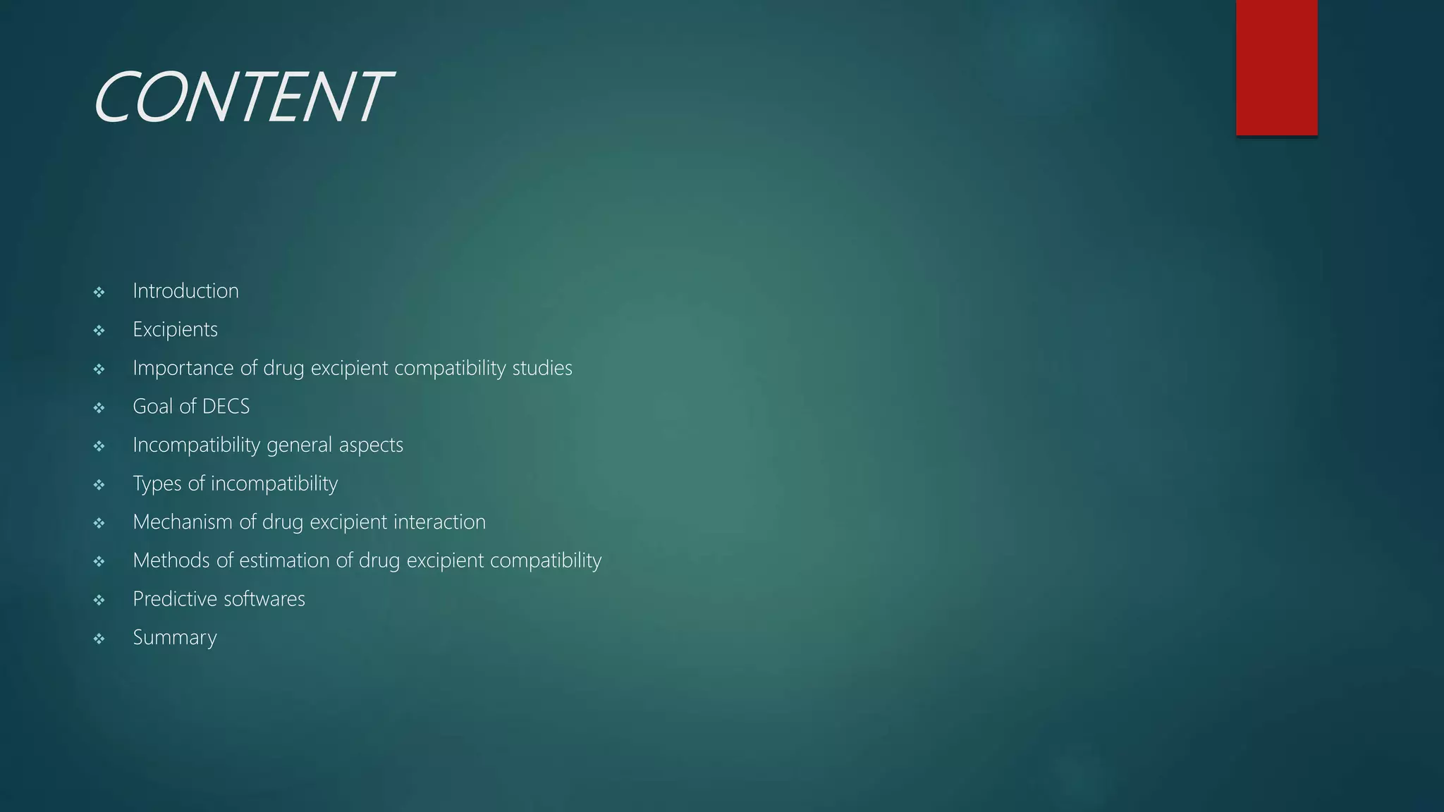 Drug excipient compatibility studies | PPTX