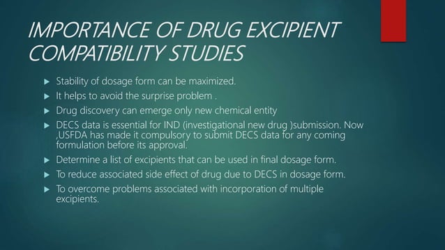 Drug excipient compatibility studies | PPTX | Pharmaceutical Drugs ...
