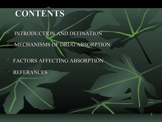Drug absorption | PPT