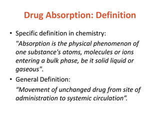 Drug Absorption | PDF
