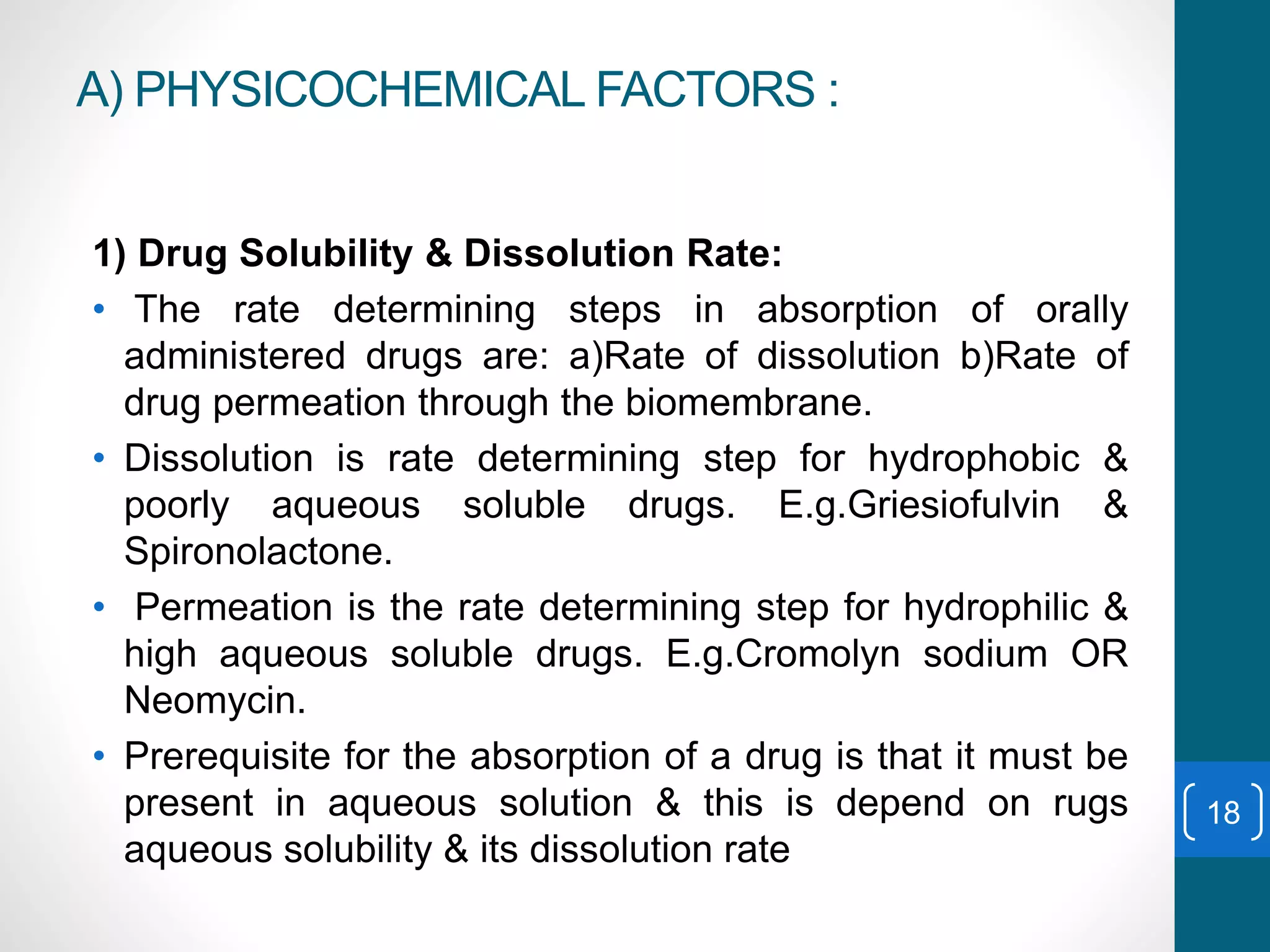 Drug absorption from the gastrointestinal tract | PPTX