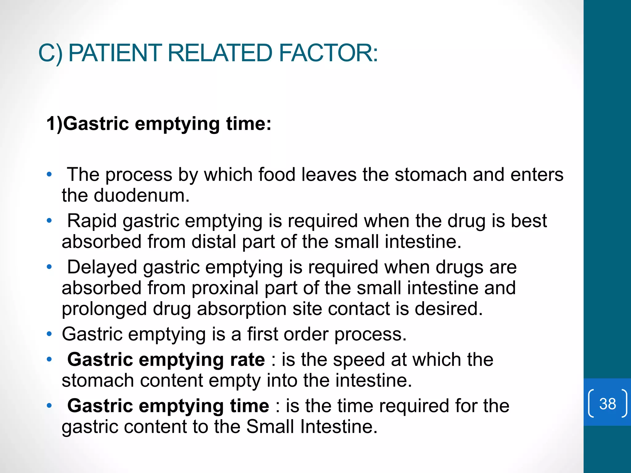 Drug absorption from the gastrointestinal tract | PPTX