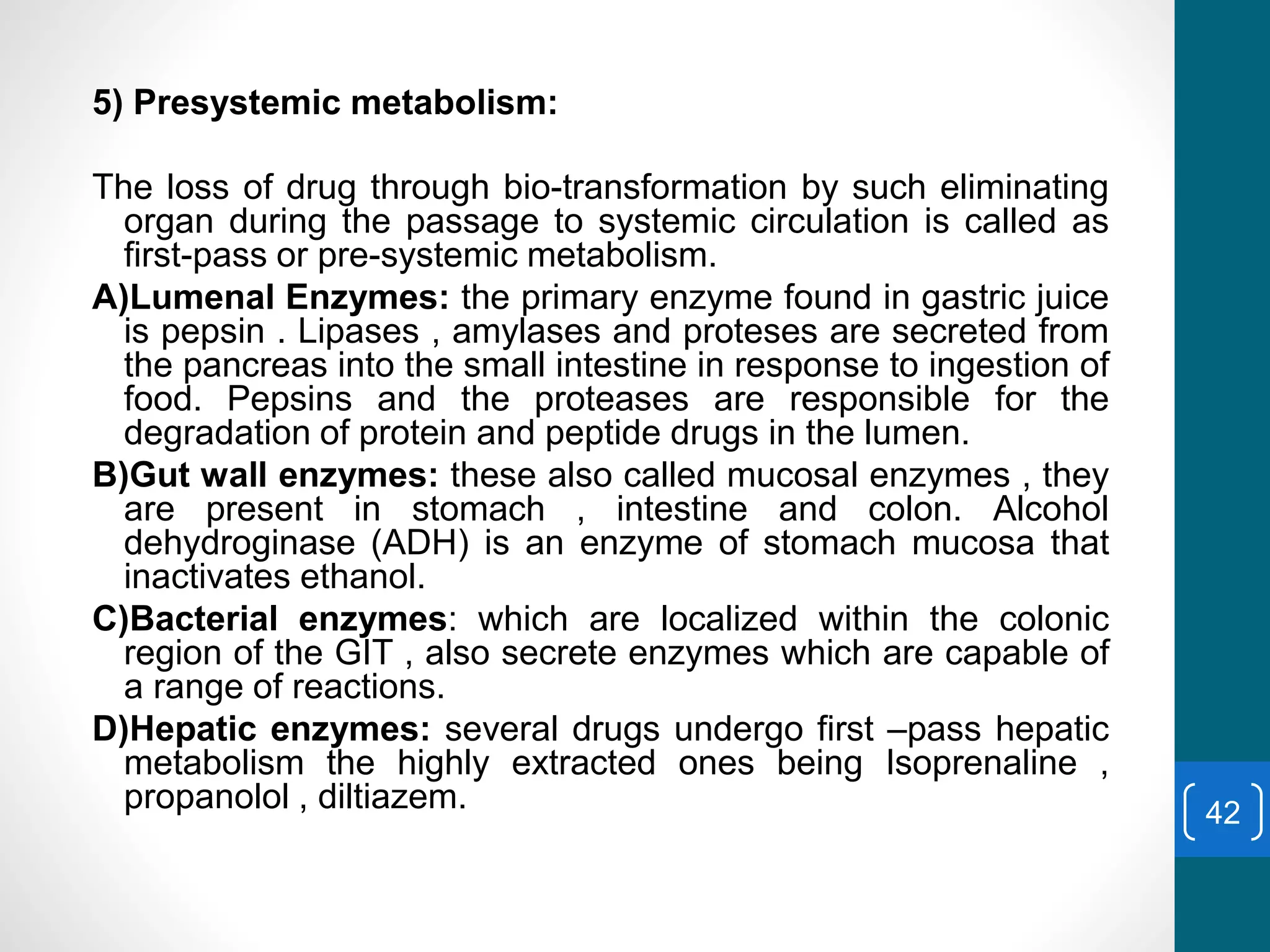 Drug absorption from the gastrointestinal tract | PPTX