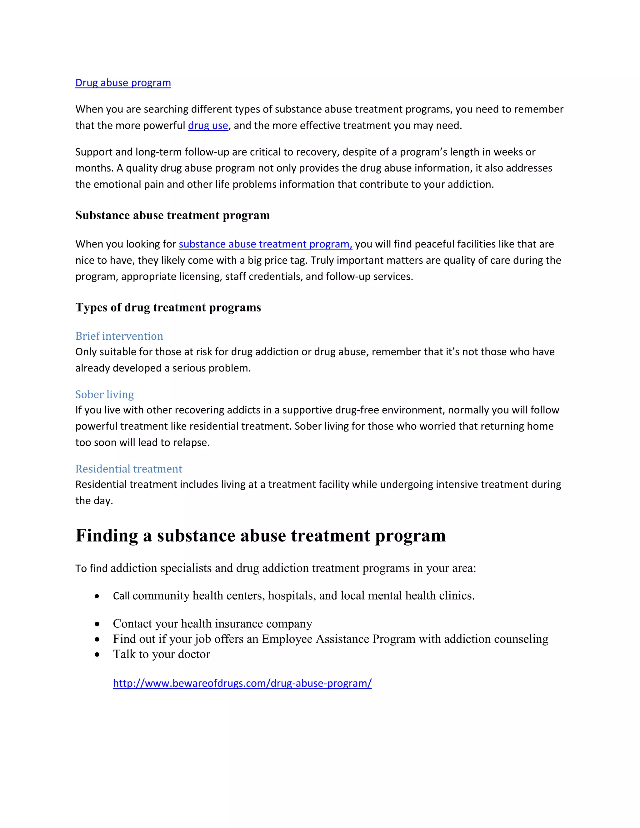 Drug abuse program | PDF