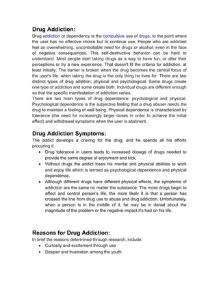 Drug addiction, a social problem of pakistan | DOC