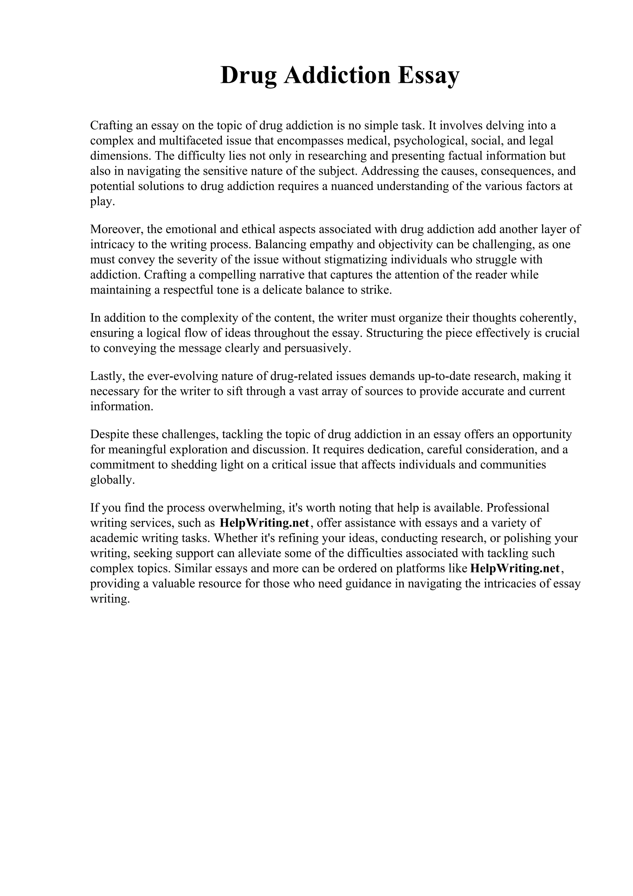 Drug Addiction Essay. United States Air Force Academy | PDF