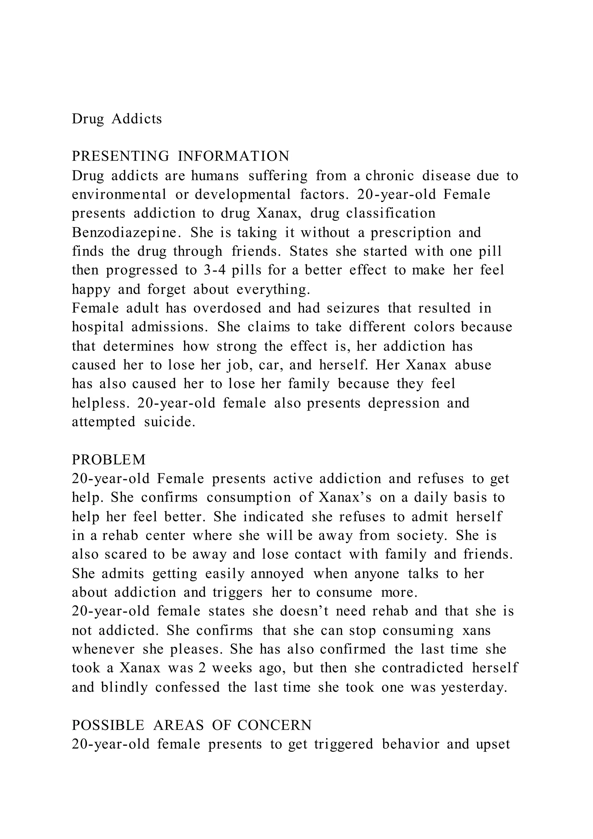 Drug addicts presenting information drug addicts are humans su | DOCX ...