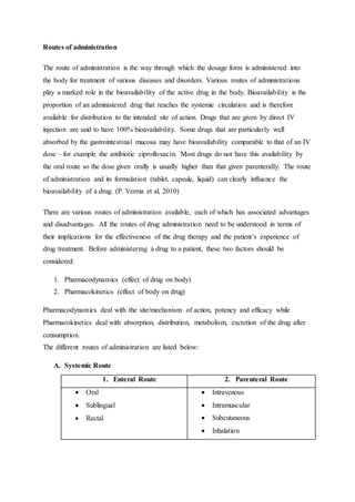 Modes of Drug administration | DOCX