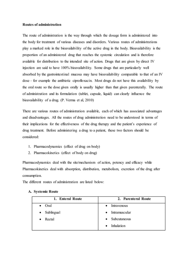 Modes of Drug administration | DOCX | Digestive Disorders | Diseases ...