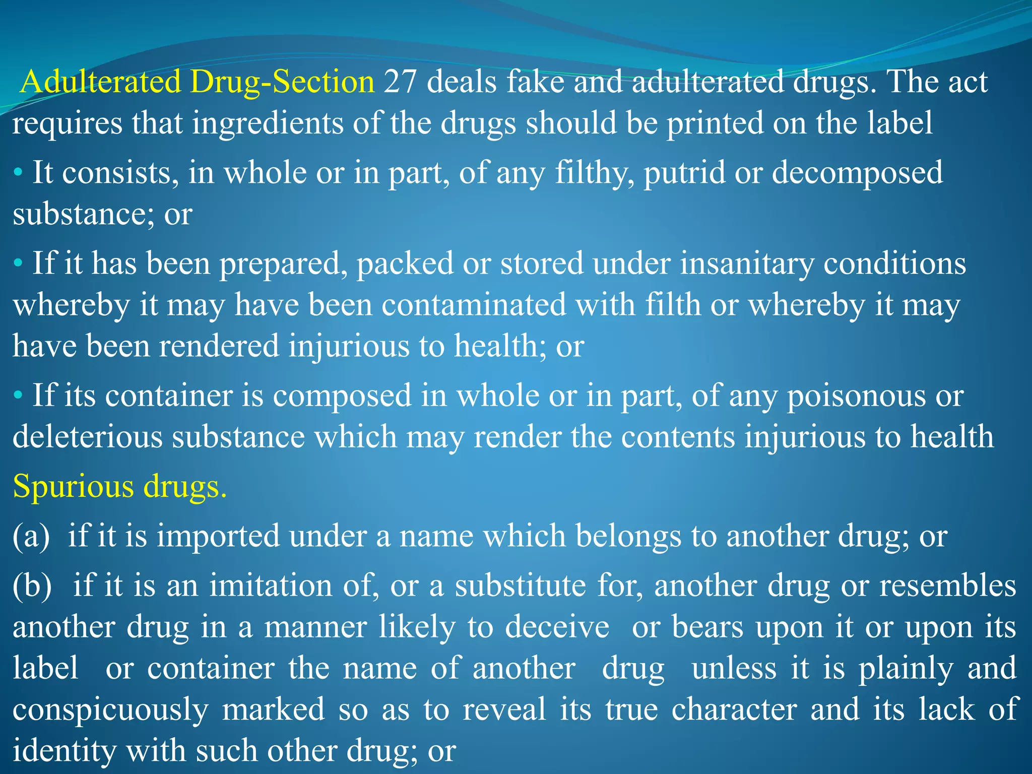 Drug and cosmetic act 1940 | PPTX
