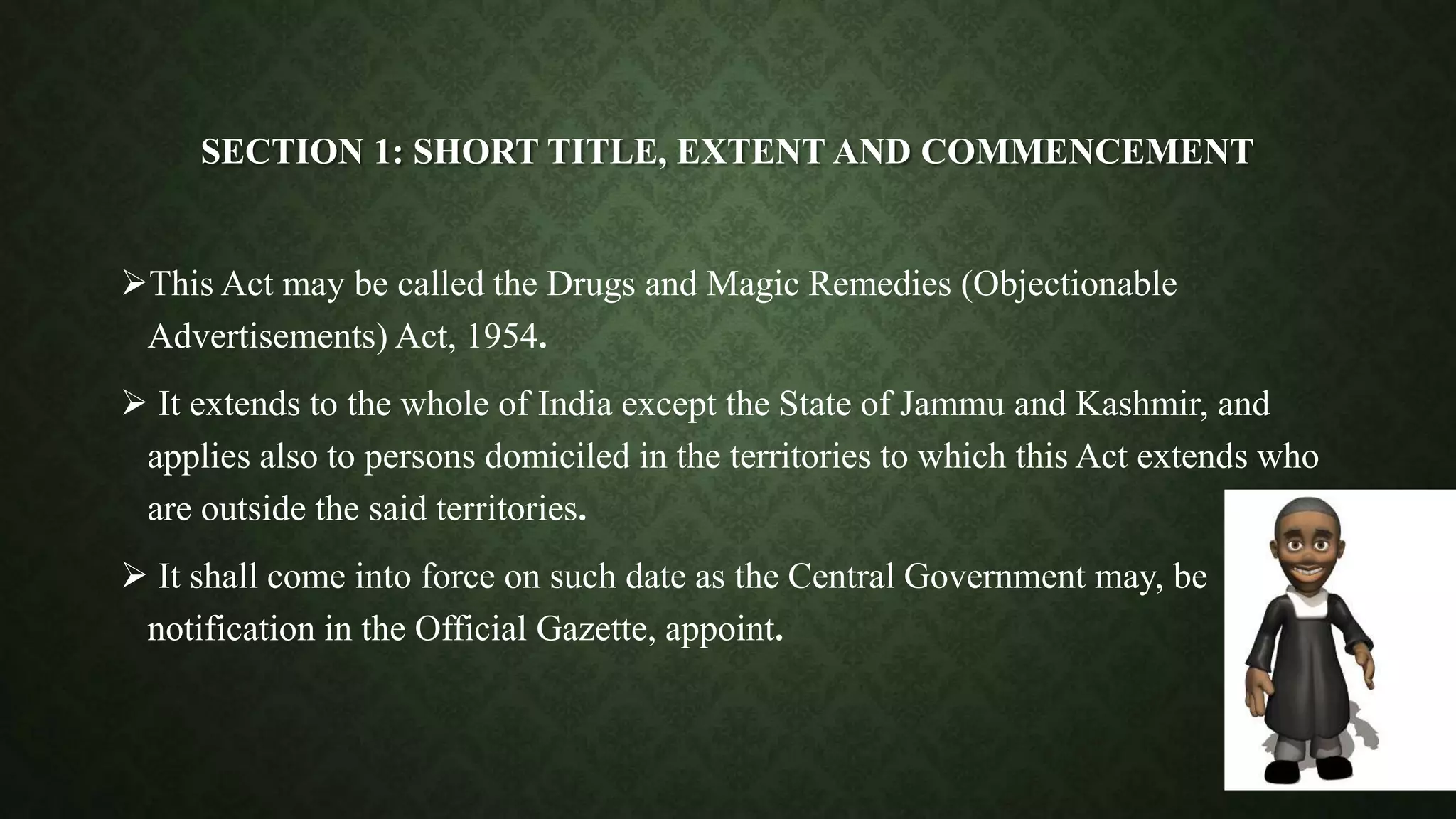 Drug and magic remedies act [1954] | PPTX