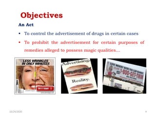 Drug and magic remedies (objectionable advertisement) act 1954 and ...