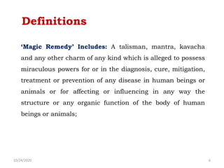 Drug and magic remedies (objectionable advertisement) act 1954 and ...