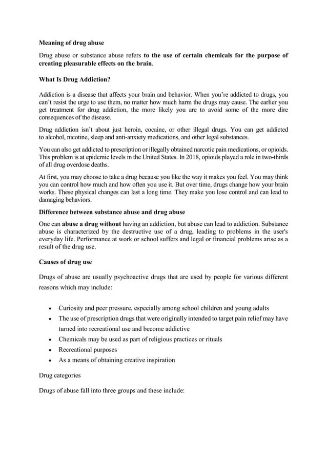 Drug and substance abuse topic three | PDF