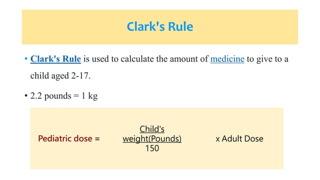 Drug dosage and IV fluid calculation for pediatric