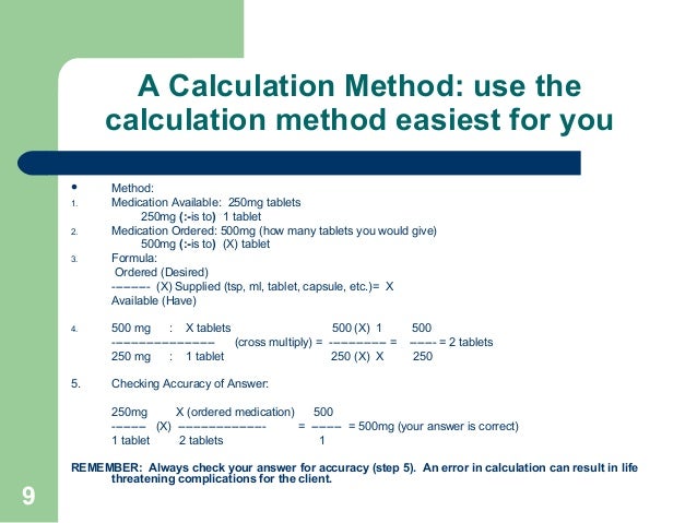 Drug Calculation Rules Drug Calculation Rules