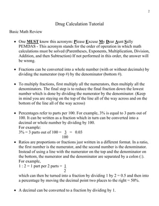 Drug calculation tutorial_091407 | PDF