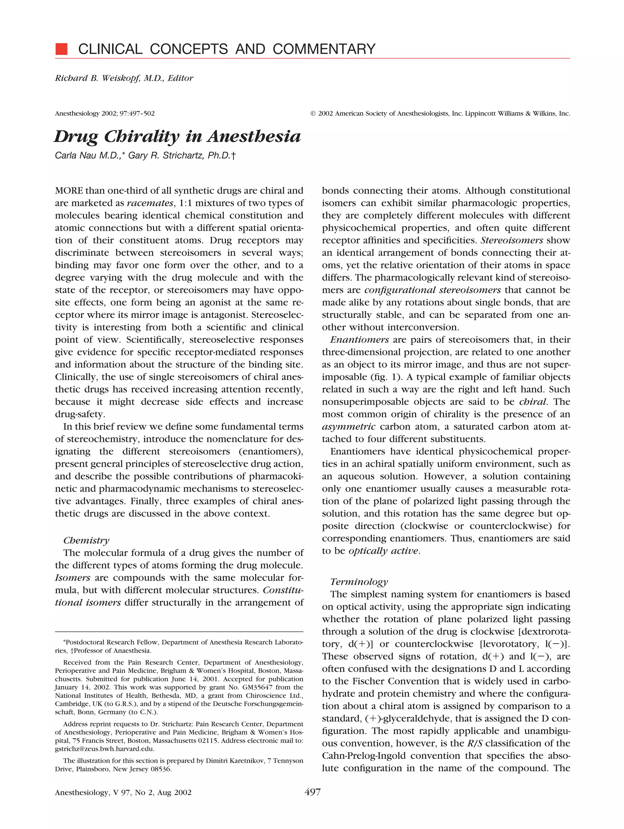 Drug Chirality In Anesthesia.29