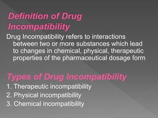 Drug incompatibilities | PPTX