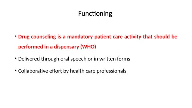 Drug Counselling. presentation. Final ppt | PPTX