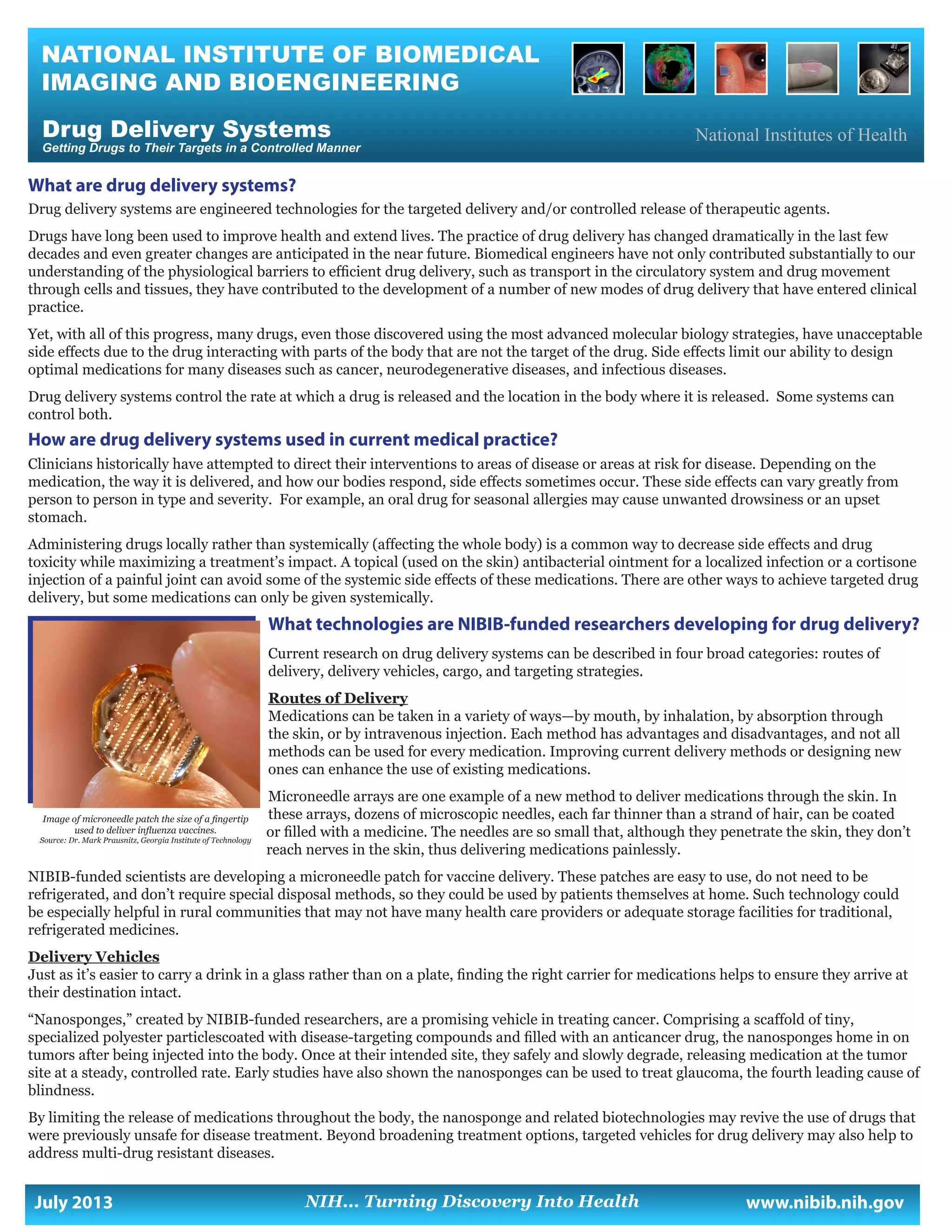 Drug delivery fact sheet | PDF | Physical Therapy | Wellness