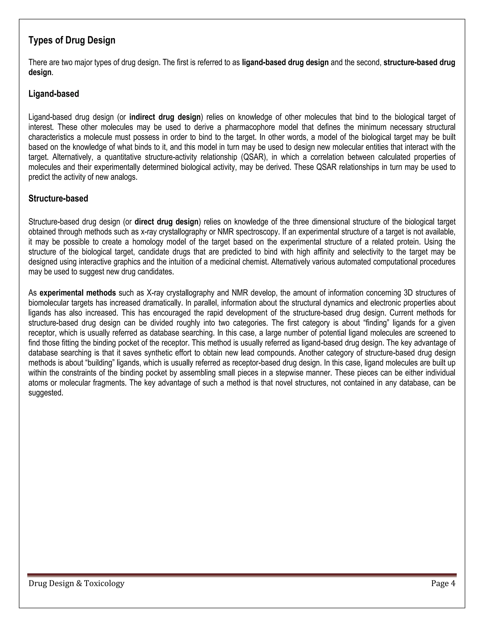 Drug design and toxicology | DOCX