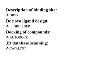 Drug design based on bioinformatic tools | PPT | Chemistry | Science