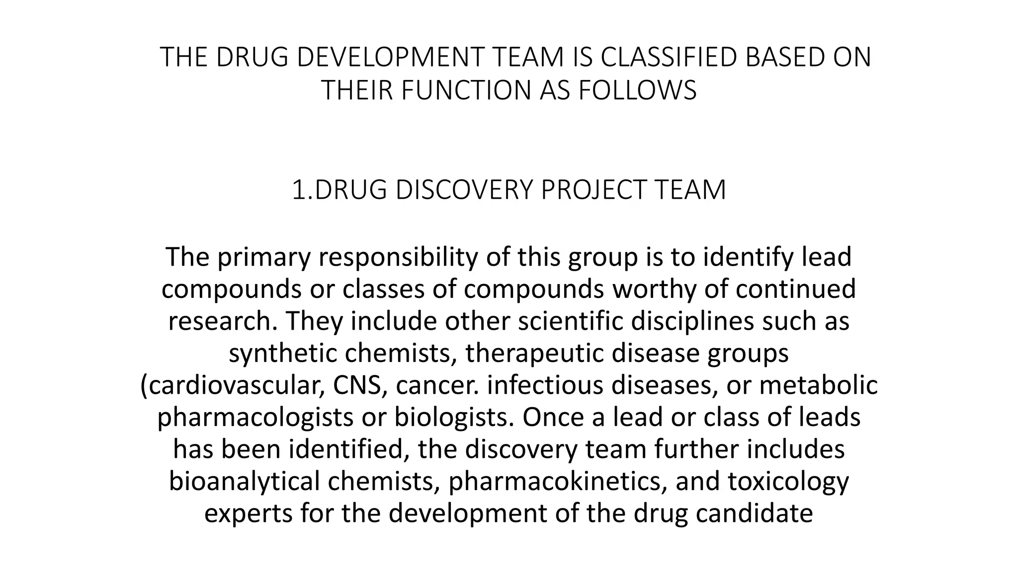 Drug development team | PPTX