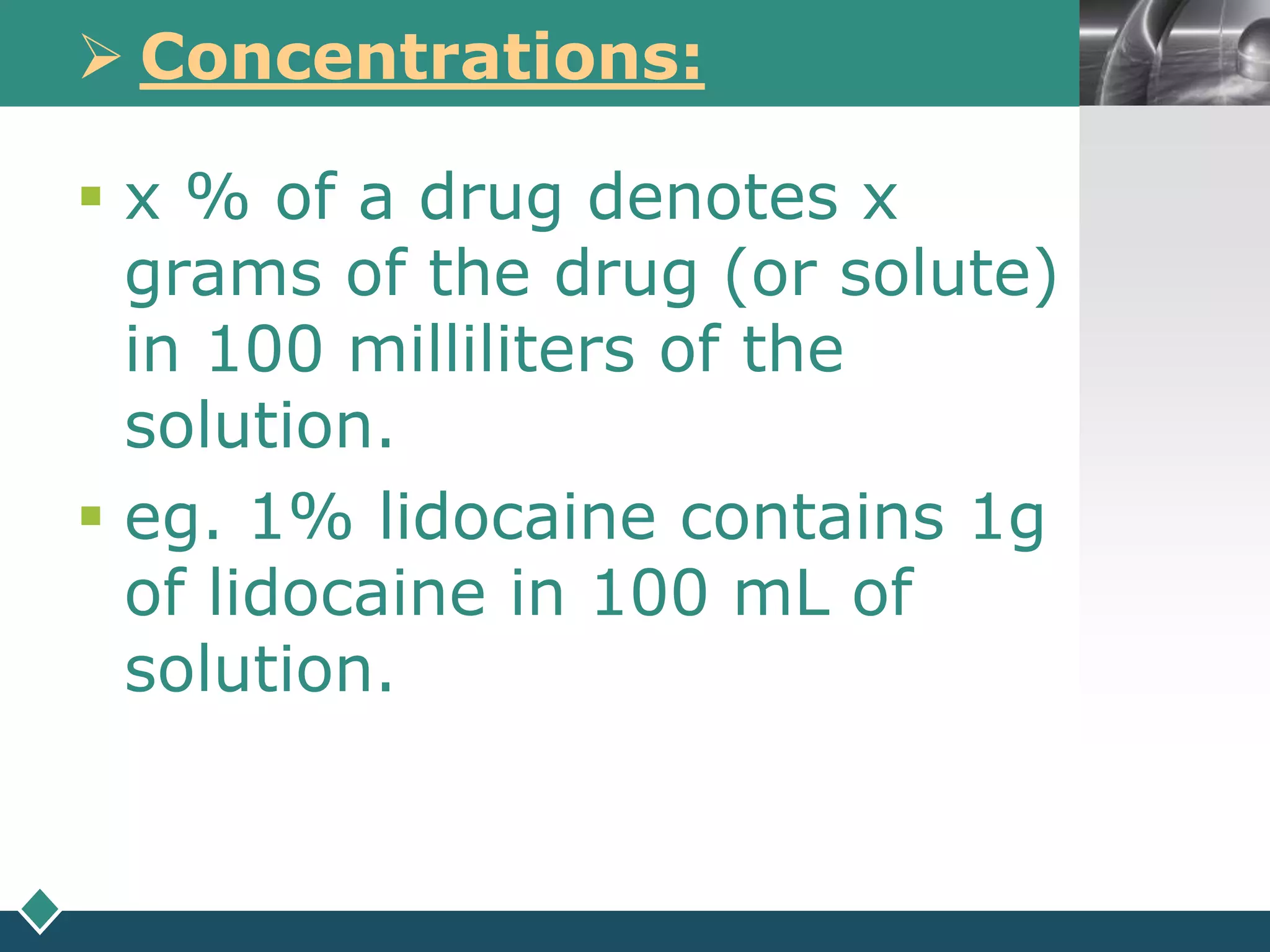 Drug dilutions & concentrations | PPTX
