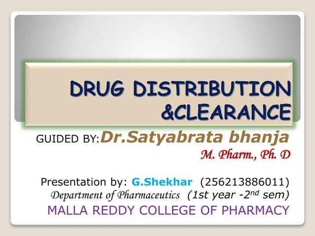 Drug distribution & clearance | PPTX | Lung and Respiratory Health ...