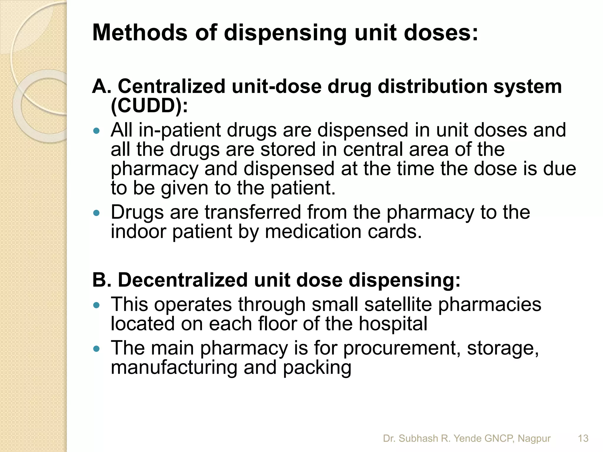 Drug distribution system in Hospital | PPTX | Pharmaceutical Industry ...