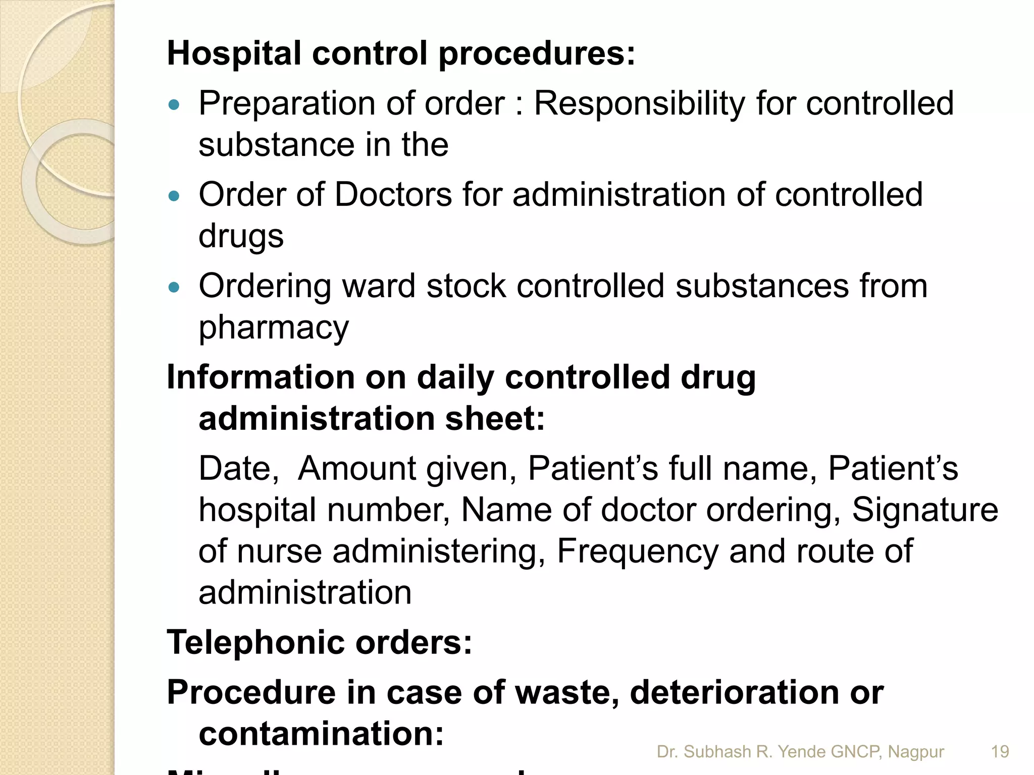 Drug distribution system in Hospital | PPTX