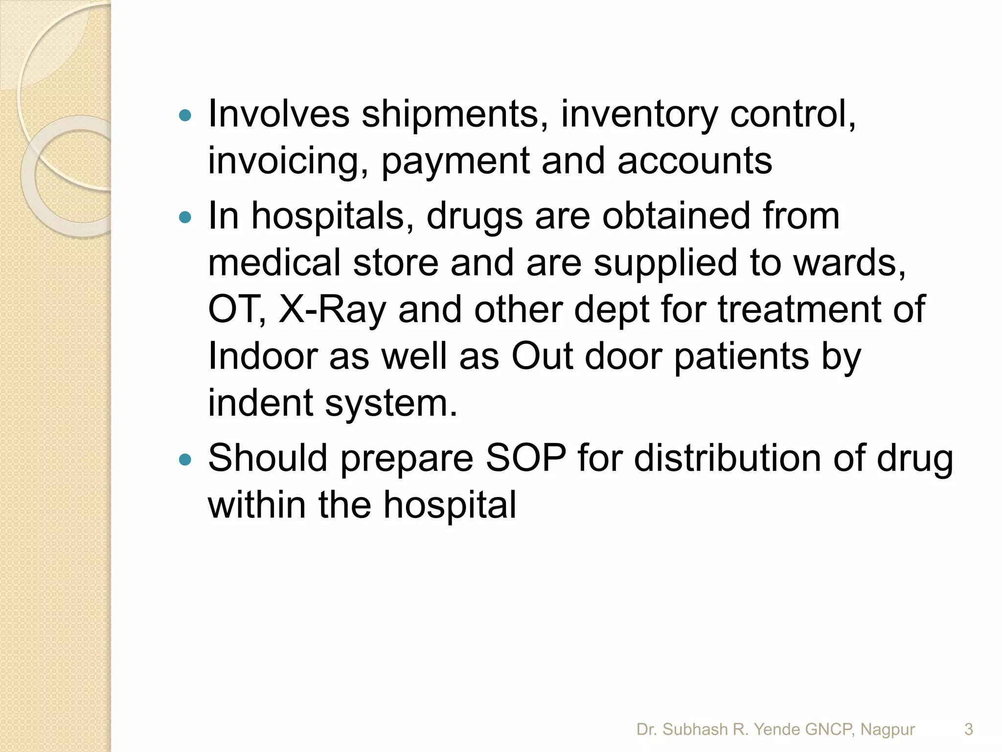 Drug distribution system in Hospital | PPTX