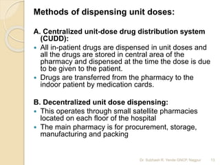 Drug distribution system in Hospital | PPTX