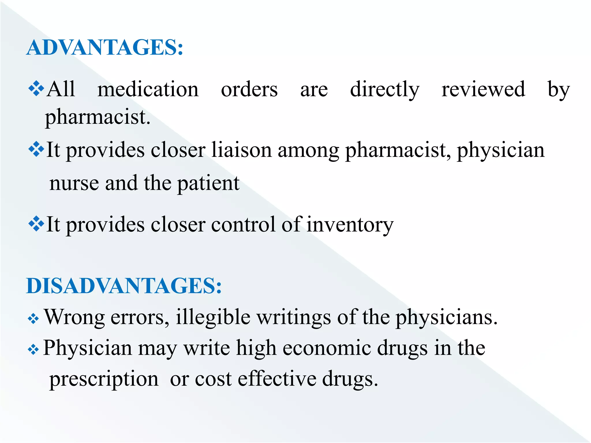 Drug distribution system in hospital | PPTX