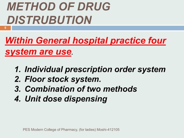Drug distribution system in hospitals | PPTX | Pharmaceutical Industry ...