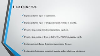 Hospital and clinical pharmacy Drug distribution systems chapter -4 | PPTX