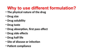DRUG DOSAGE FORMS pharmacy foundations ppt | PPTX