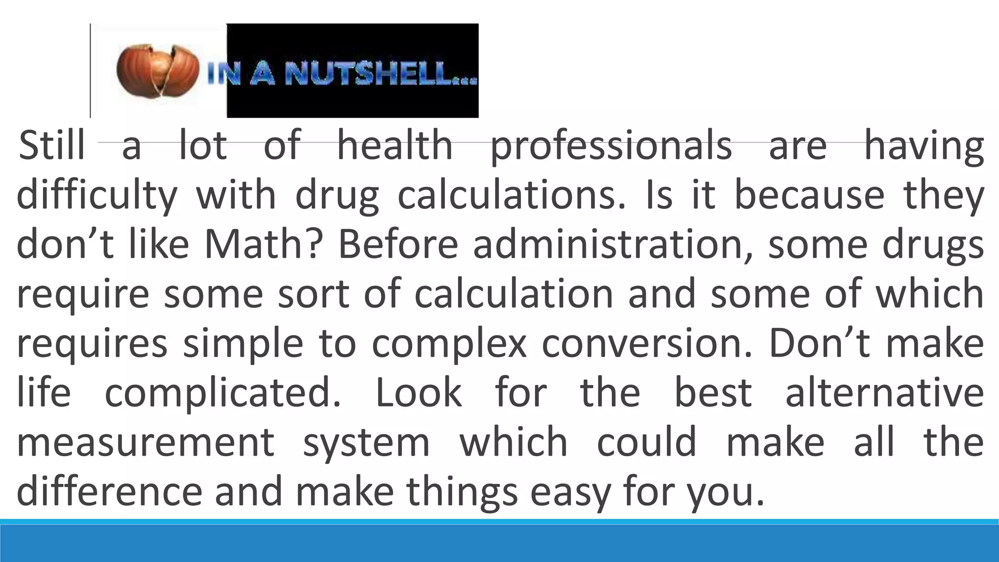 Drug dose calculation using measurements | PPTX