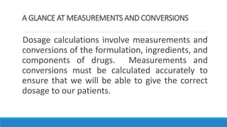 Drug dose calculation using measurements | PPTX