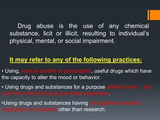 Drug education and vice control | PPTX