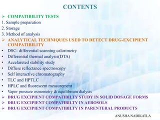 DRUG EXCIPIENT COMPATIBILTY STUDY | PPTX