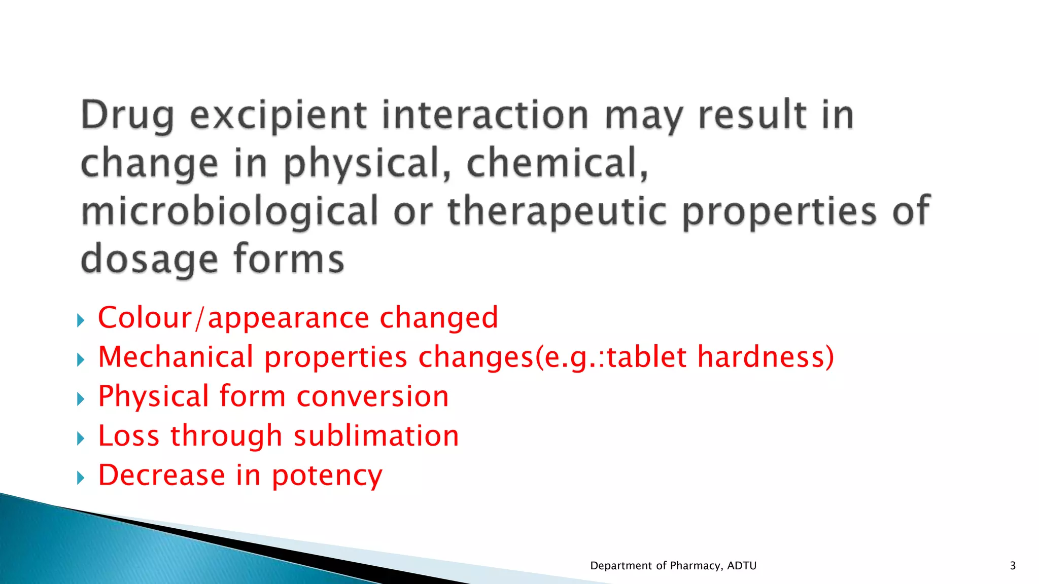 Drug excipient interaction | PPT