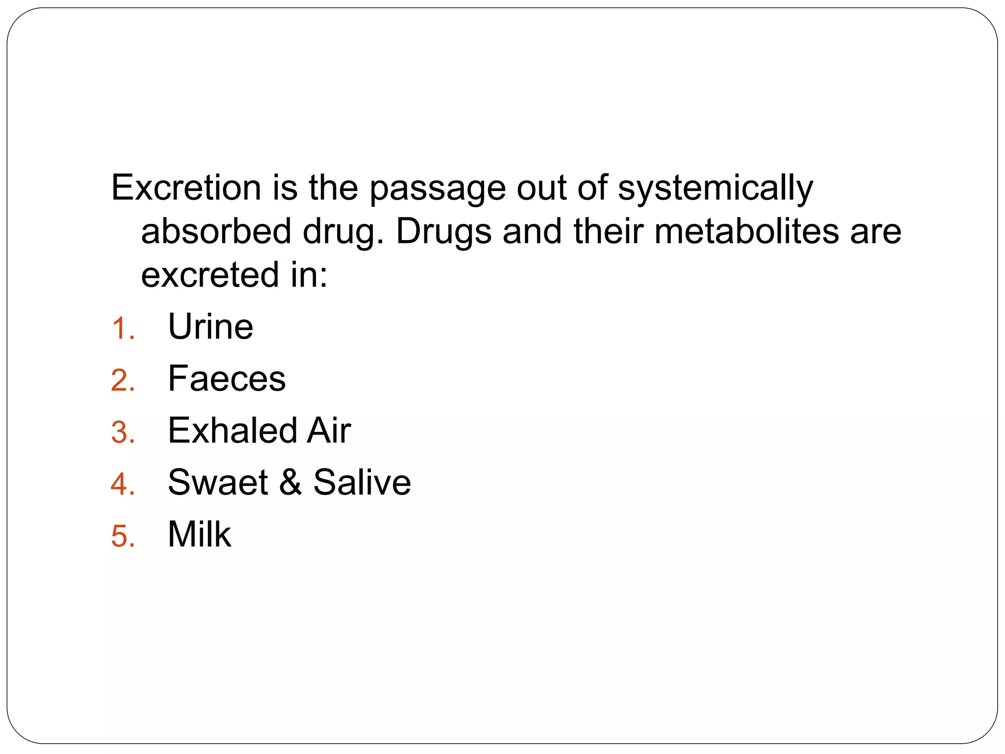 Drug excretion as | PPTX
