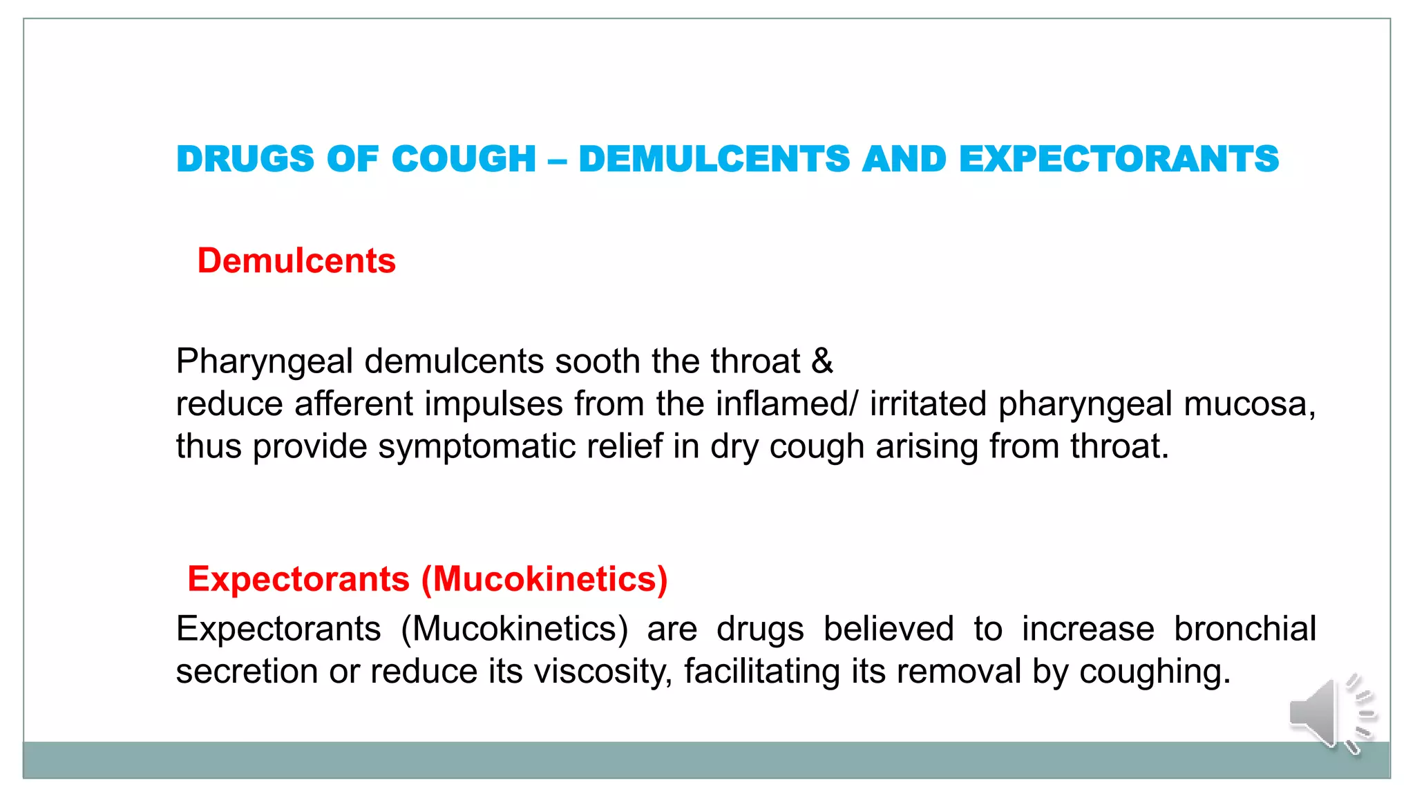 Drug for cough ppt | PPTX