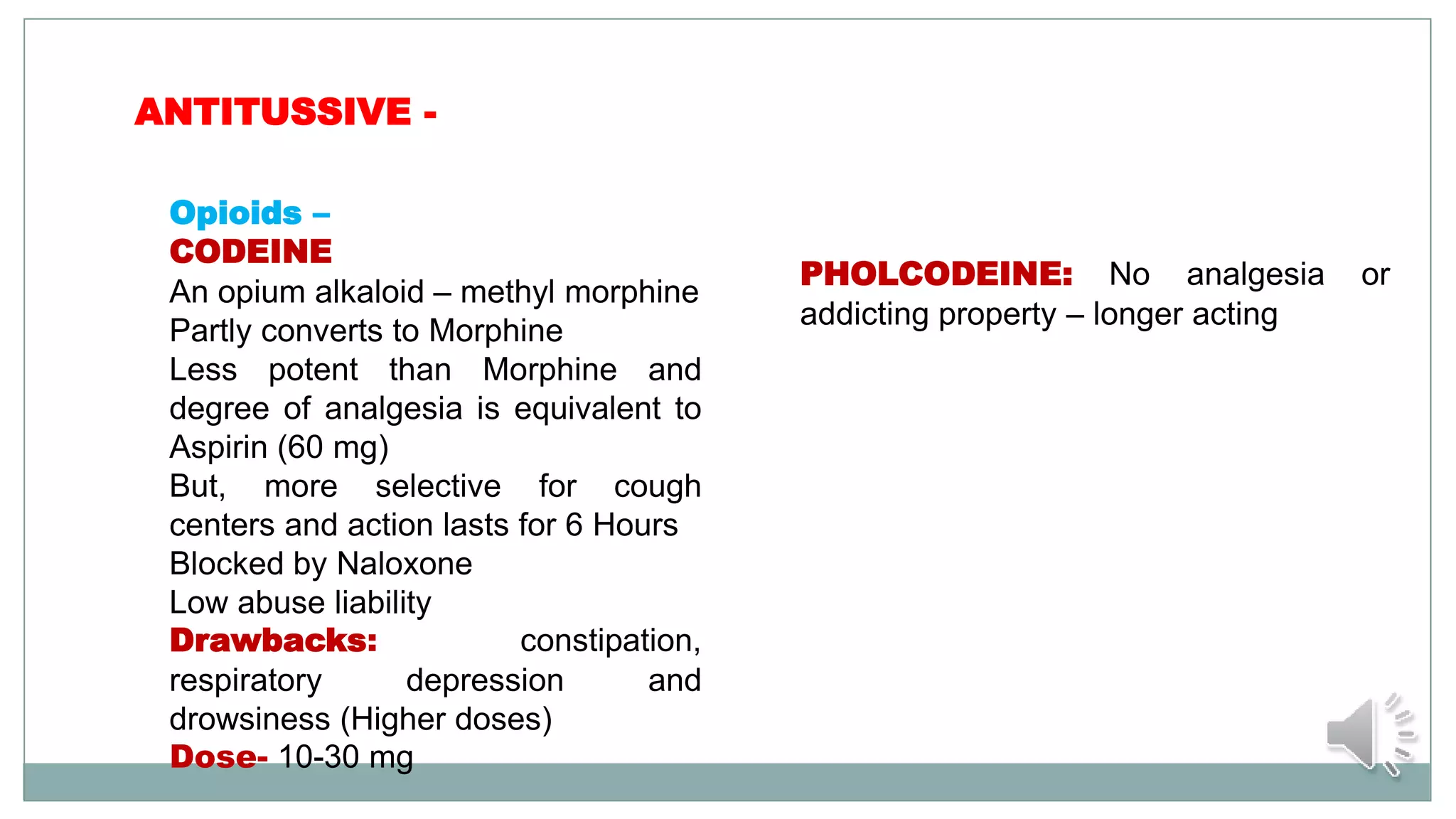 Drug for cough ppt | PPTX
