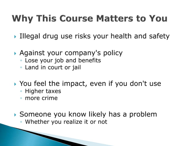 Drug-Free Workplace Training - Alcohol and Drugs - 2014 | PPTX ...