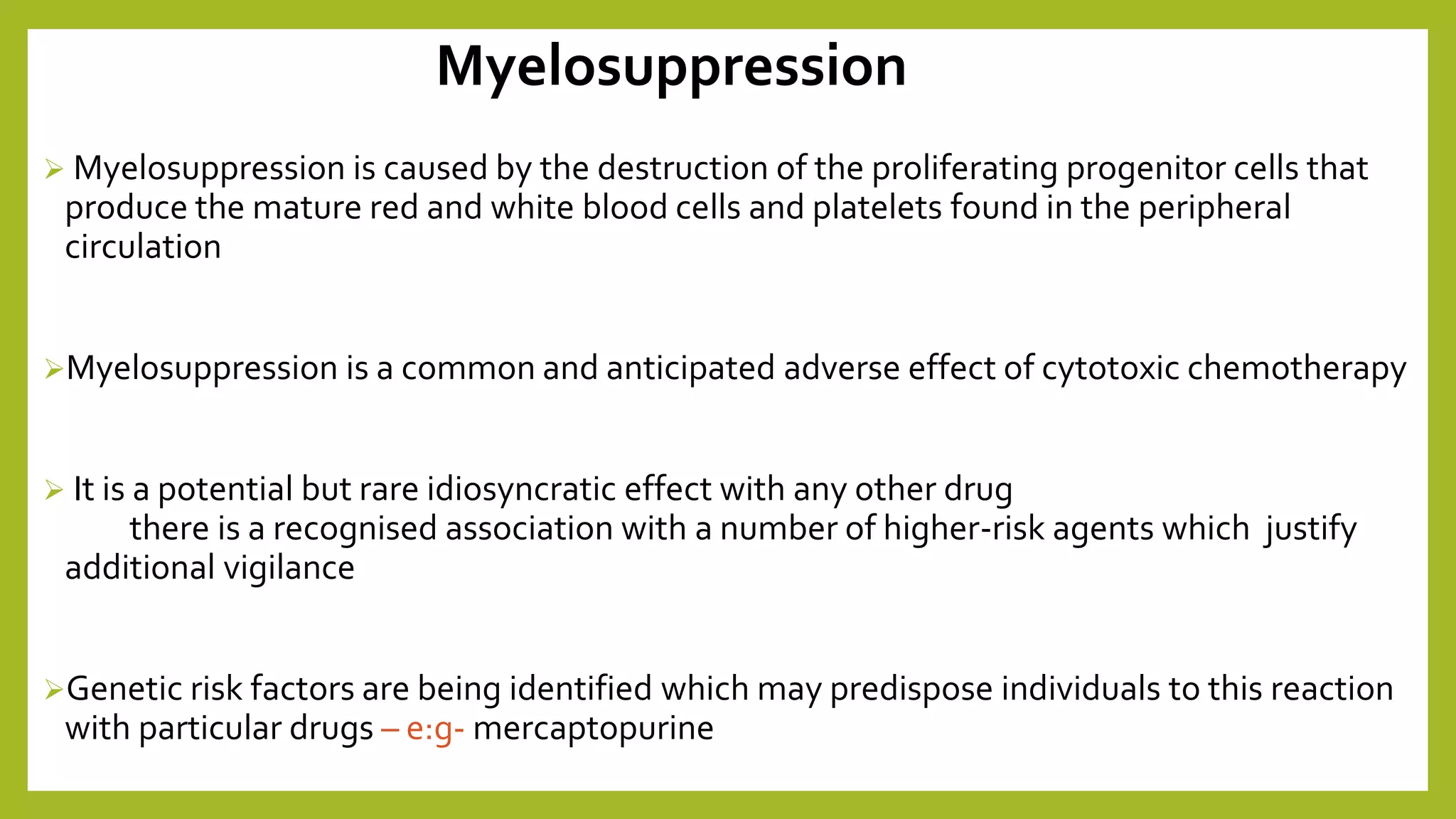 Drug induced bone marrow suppression | PPTX